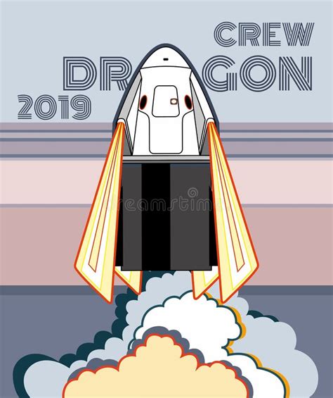 Space Craft Rocket Launch 2019 Vector Isolated Spaceship Futuristic Art Rocket Launching