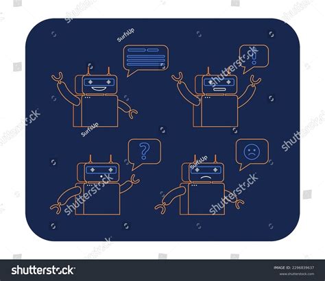 Outline Cute Chatbot Character Vector Illustrations Stock Vector Royalty Free 2296839637
