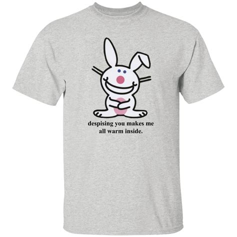 Its Happy Bunny Shirt Despising You Makes Me All Warm Inside Gray