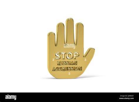 Golden 3d Russian Aggression Icon Isolated On White Background 3d