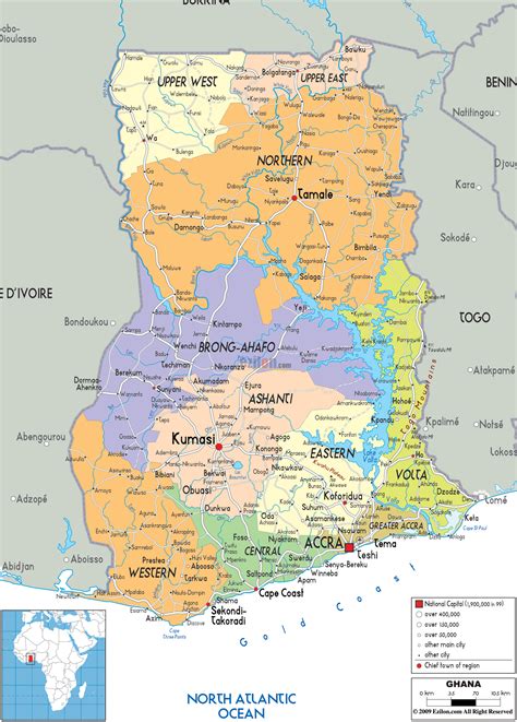 Large Regions Map Of Ghana Ghana Africa Mapsland Maps Of The World