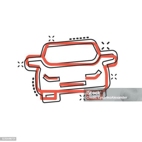 만화 스타일의 자동차 아이콘입니다 흰색 고립 된 배경에 자동차 자동차 만화 벡터 일러스트 레이션 세단 스플래시 효과 비즈니스 컨셉 0명에 대한 스톡 벡터 아트 및 기타