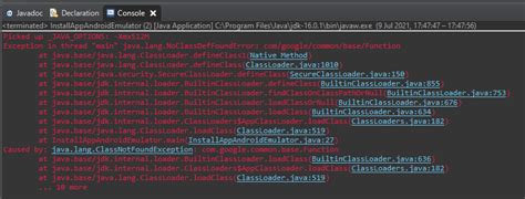 Windows Exception In Thread Main Java Lang Noclassdeffounderror Java Appium Android