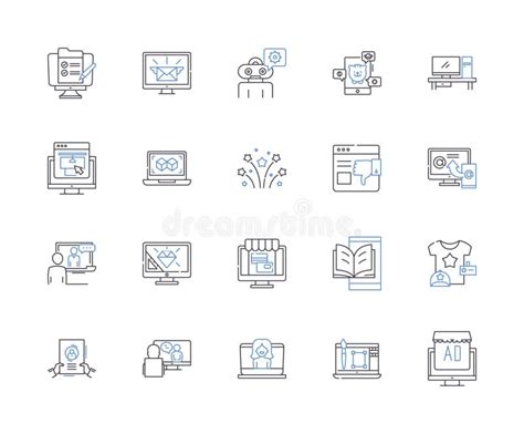 Digital Media Agency Outline Icons Collection Digital Media Agency