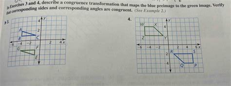 ] Exercises 3 And 4 Describe A Congruence Transformation That Maps The Blue Preimage To T [math]