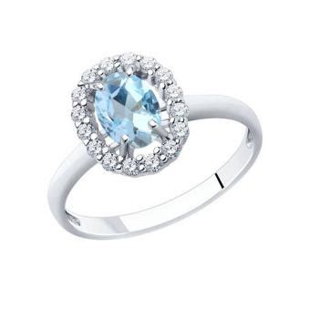 Sokolov Damenring Aus 925 Silber Mit Blauem Topas Und Zirkonia 18 Mm