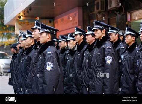 Guangzhou Chinese Police Officers In Formation Stock Photo Royalty
