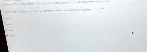 Open The PT Activity Perform The Tasks In The Activity Instructions