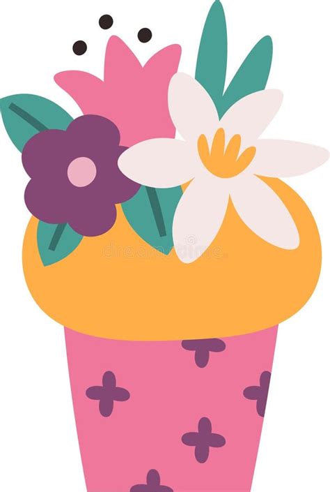 Mini Cake With Flowers Stock Illustration Illustration Of Sweet
