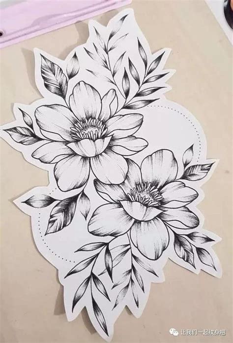 素花纹身手稿合作
