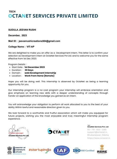 Jeevan Rushi Sudula On Linkedin Octanet Octanetinternship