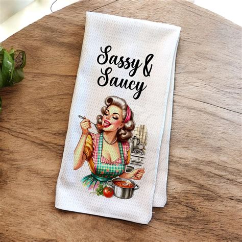 Funny Kitchen Towel Pinup Girl Vintage Kitchen Towel Christmas T