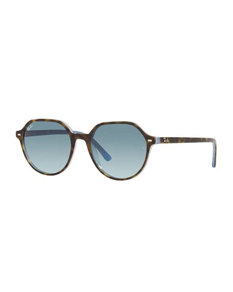 Ray Ban Geometric Acetate Sunglasses Blue Havana Neiman Marcus