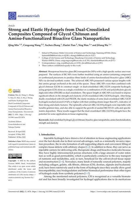 Pdf Strong And Elastic Hydrogels From Dual Crosslinked Composites