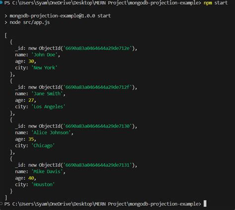 How To Perform Find Operation With Projection In Mongodb Using Nodejs Geeksforgeeks
