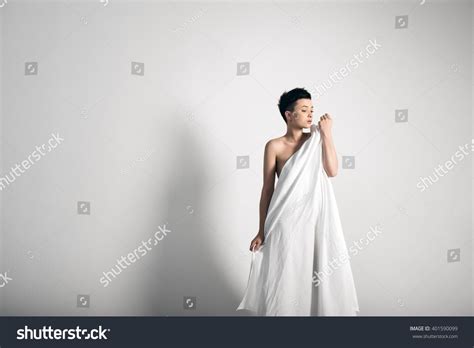 Naked Girl Wrapped Sheet Stock Photo 401590099 Shutterstock