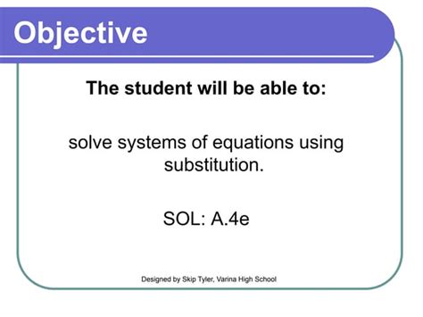 Solving Systems By Substitution Ppt