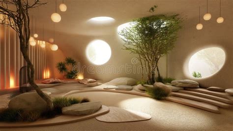A Room With Organic Shapes Made Of Glowing Spheres Stock Image Image