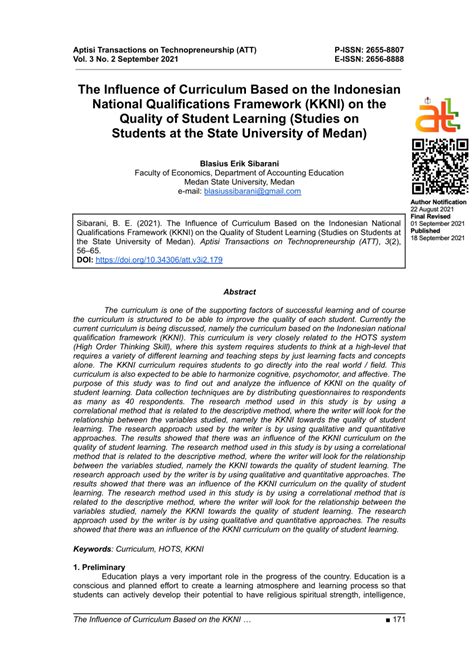 Pdf The Influence Of Curriculum Based On The Indonesian National Qualifications Framework