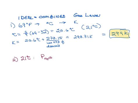 SOLVED Calculations For Part D The Ideal Gas Law And Combined Gas Law The Calculations Below