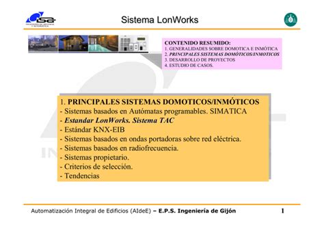 Sistema Lonworks Área De Ingeniería De Sistemas Y Automática