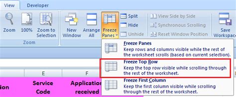 Jmse Freeze Panes In Ms Excel