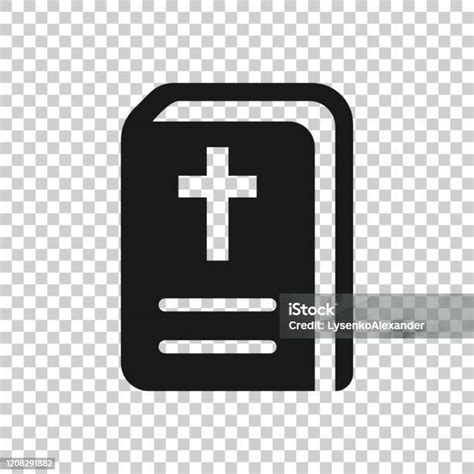 플랫 스타일의 성경 책 아이콘입니다 흰색 고립 된 배경에 교회 신앙 벡터 그림 영성 비즈니스 개념입니다 공부에 대한 스톡 벡터