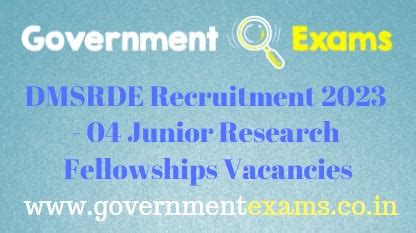 DRDO DMSRDE JRF Recruitment 2023 Government Exams