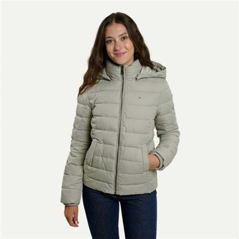 Tommy Jeans Tjw Basic Hooded Jacket Faded Willow Dw0dw13741 Pmi