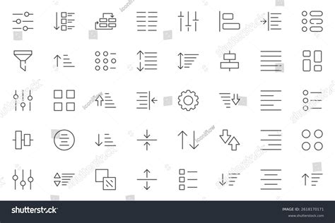 5 Set Sorting Filtering Related Linear Icons On White Background Templates Data Processing