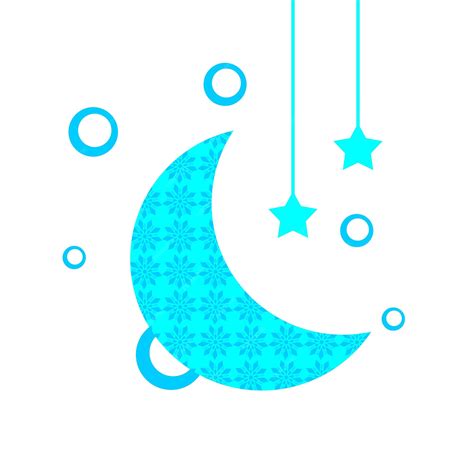 Luna Azul Y Estrellas Sobre Un Fondo Blanco Vector Premium