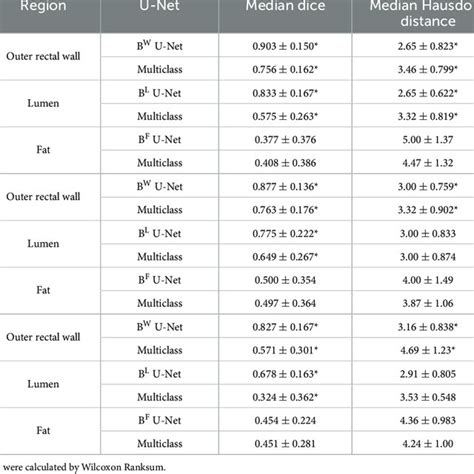 Performance Of Region Specific U Nets And Multiclass U Net On Holdout