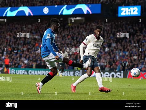 Rangers Jose Cifuentes Has An Attempt On Goal During The Uefa