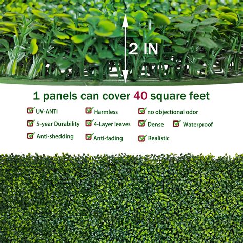 Odtory Artificial Boxwood Roll Panels48 X 120 In40 Sqft Uv Anti