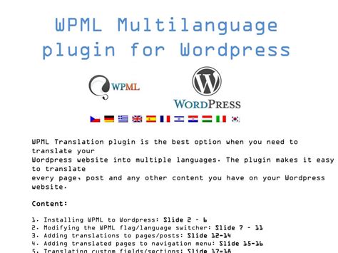 Ppt Wpml Multilanguage Plugin For Wordpress Powerpoint Presentation