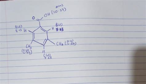 Solved Match The Hydrogens Of 3 5 Dimethylbenzoic Acid To The H NMR