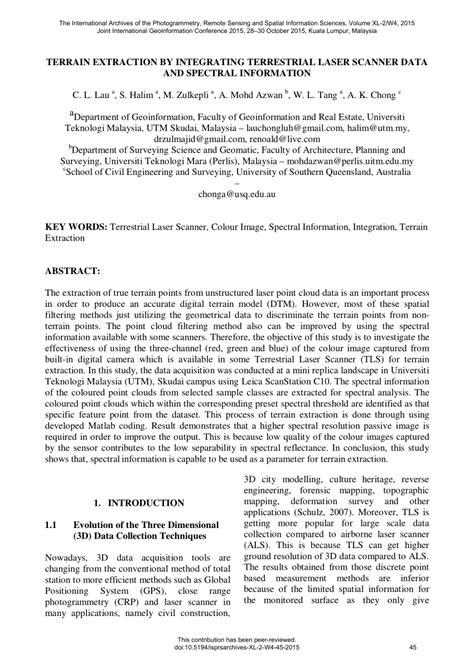 Pdf Terrain Extraction By Integrating Terrestrial Laser Scanner Data And Spectral Information