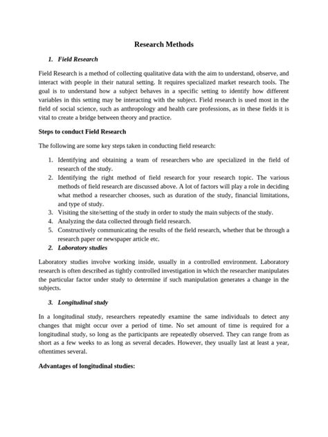 Research Methods Pdf Methodology Field Research