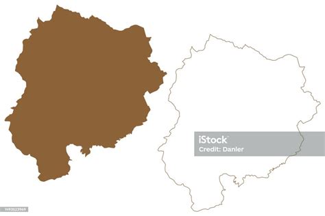 Oberpullendorf 지구 지도 벡터 그림 낙서 스케치 Bezirk Oberpullendorf지도 0명에 대한 스톡 벡터