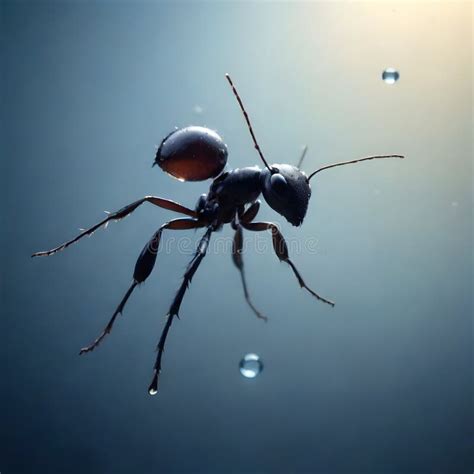 Ant Defying Gravity With Dew Stock Image Image Of Garden Exploration