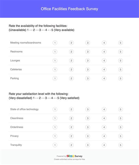 Office Facilities Feedback Survey Questionnaire And Template Zoho Survey