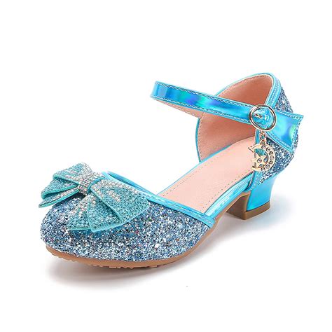 Gubotare Tween Dress Shoes Girls Heels Mary Jane Shoes Round Toe With Rhinestone Strap Easy