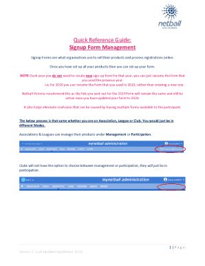 Fillable Online Quick Reference Guide Signup Form Management Fax Email Print PdfFiller