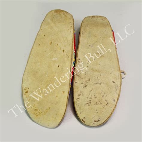 Moccasins Beaded Red Rawhide Soles The Wandering Bull Llc
