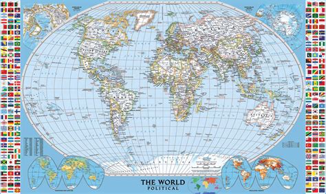 Gazriin Дэлхийн газрын зураг 2023 World Map 2 талаараа далбаатай
