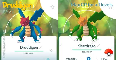 Druddigon Max Cp For All Levels Pokemon Go