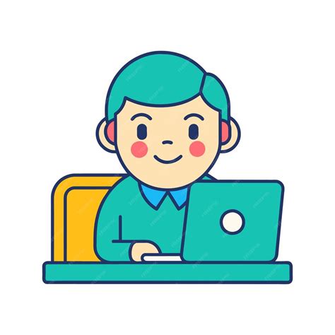 Premium Vector Young Man Programmer Working On Laptop Or Computer