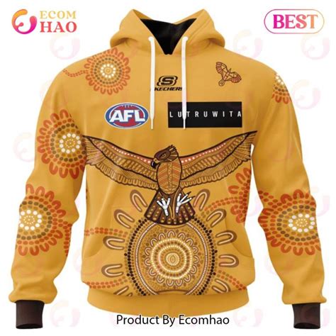 Afl Hawthorn Hawks Custom Name Number 2023 Indigenous Guernsey Pullover