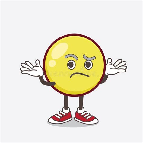Yellow Ball Emoticon Cartoon Mascot Character In Comical Grinning