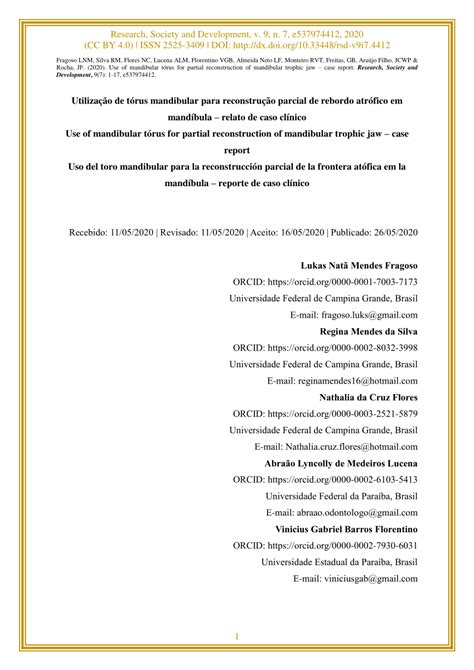 Pdf Utilização De Tórus Mandibular Para Reconstrução Parcial De